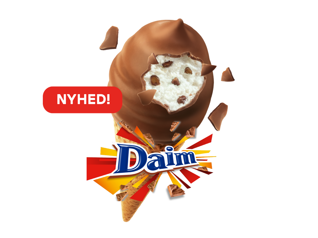 Daim vaffel - vaniljeis, Daim stykker og sprød vaffel